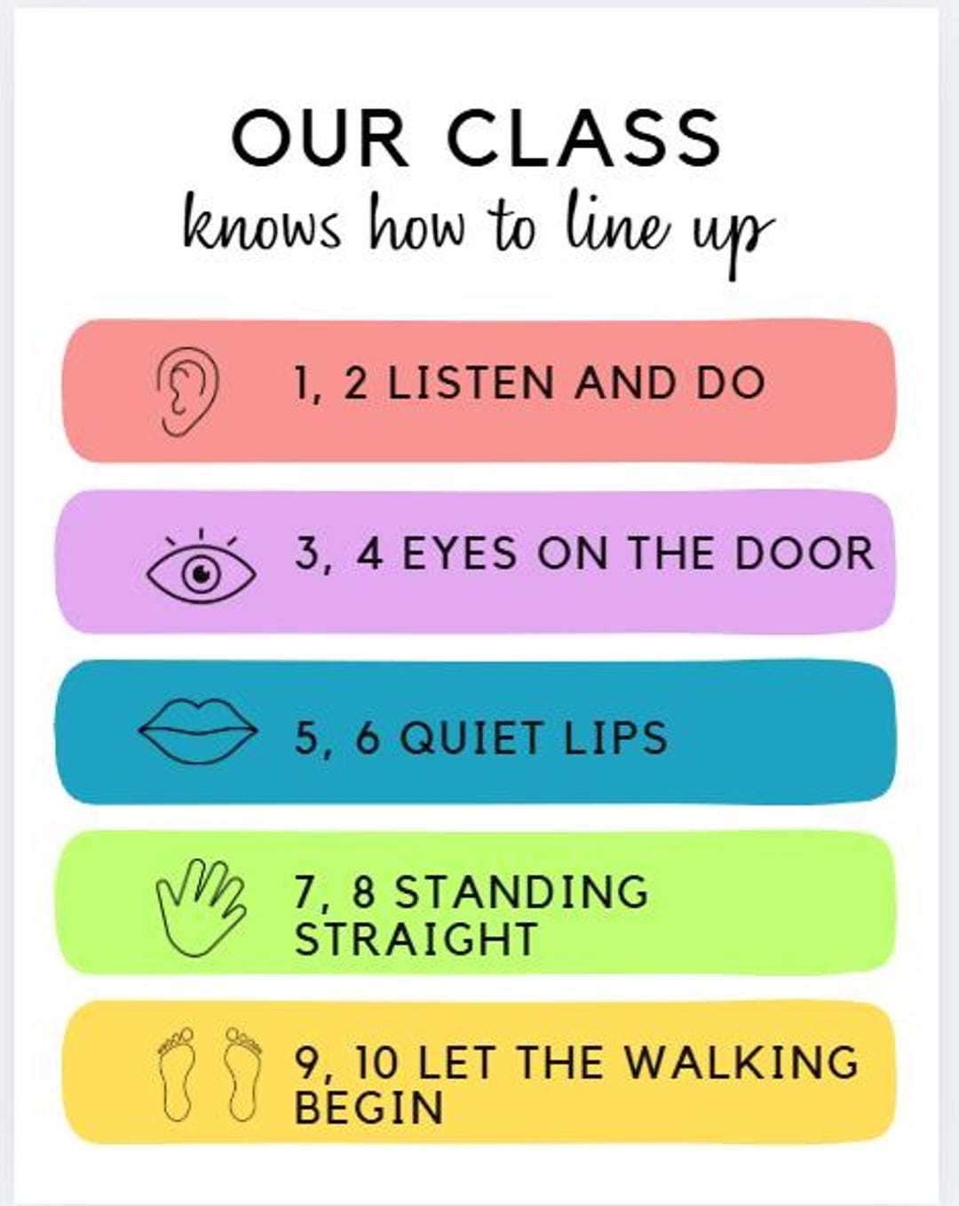 Line up Song Poster for Door | Early Childhood Transition Song ...