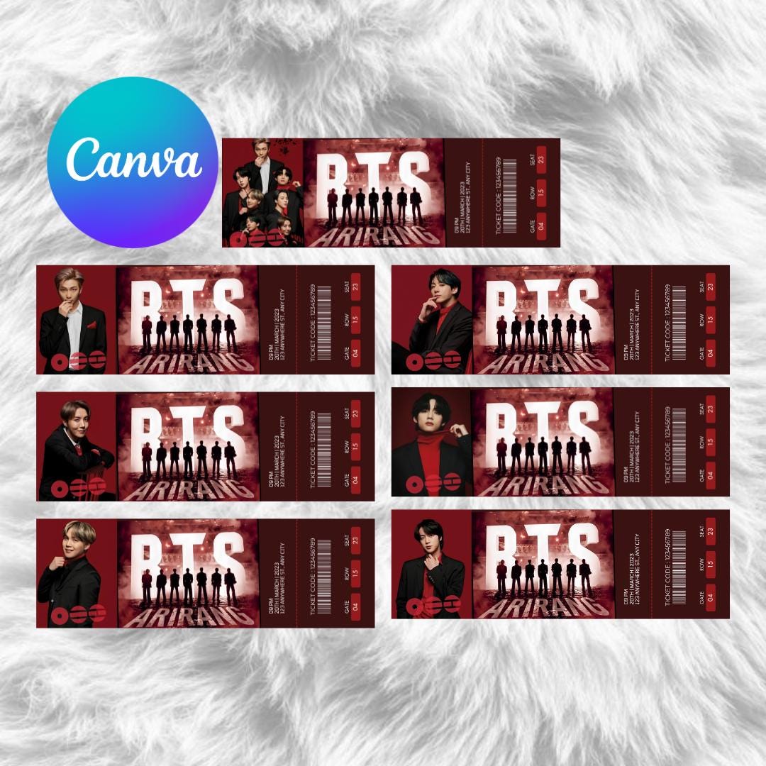 BTS World Tour| Concert Ticket Editable Template | OT7 | ARMY Kpop ...