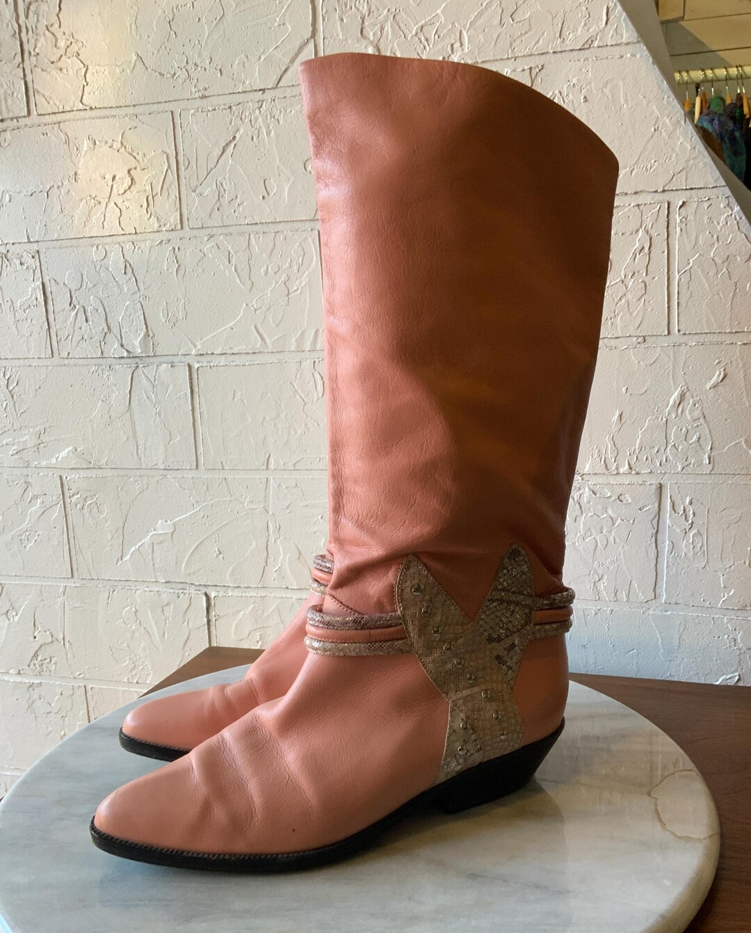 1980s Arnold Churgin Pink Leather Boot - Etsy