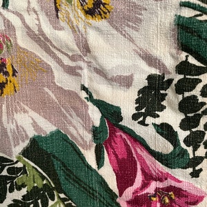 Vintage 40s Floral Barkcloth Panel - Etsy