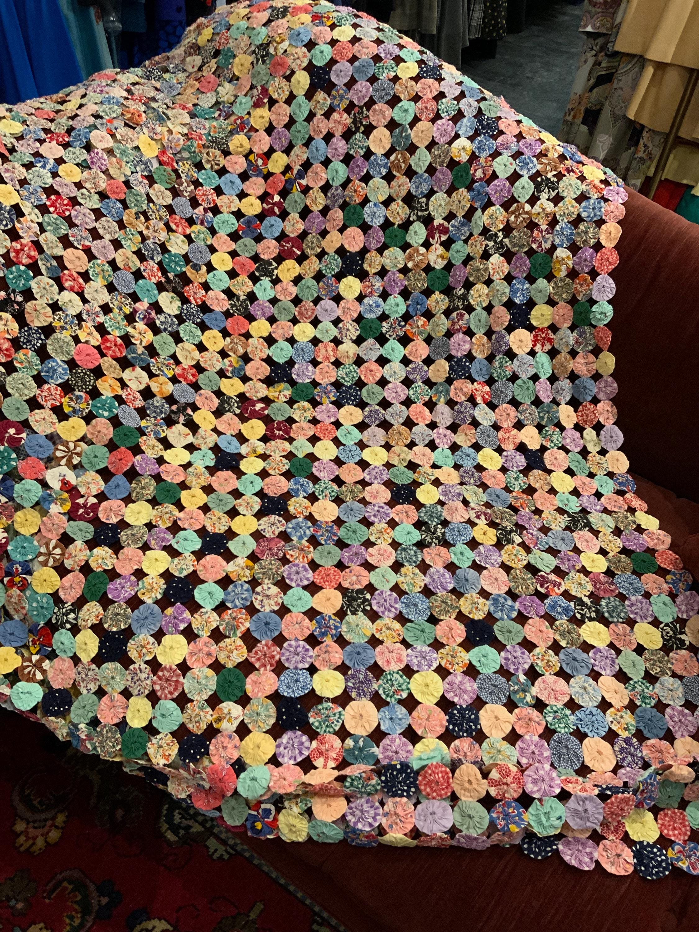 1930s Yo Yo Quilt, Handmade Blanket - Etsy