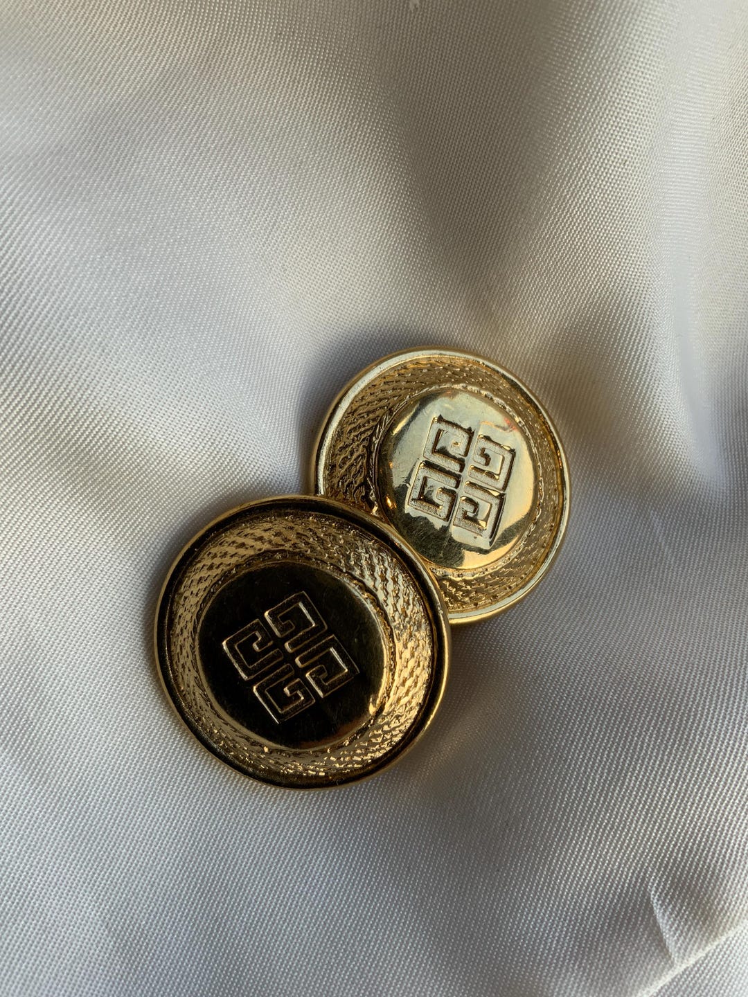 1980s GIVENCHY Gold Logo Clip on Earrings - Etsy