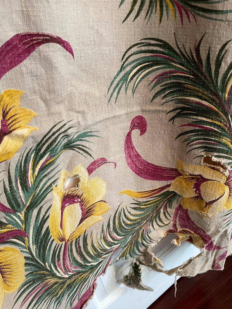Vintage 30s/40s Floral Barkcloth Panel-as IS - Etsy
