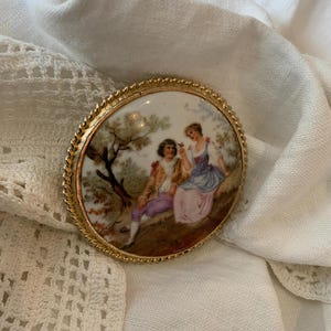 1970s 80s Ceramic Portrait Brooch - Etsy