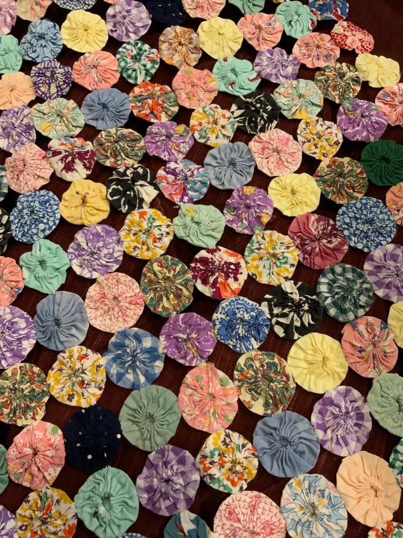 1930s Yo Yo Quilt, Handmade Blanket - Etsy