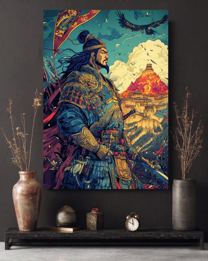 Genghis Khan Mongol Empire Art Print - Epic Warrior Conqueror Poster ...