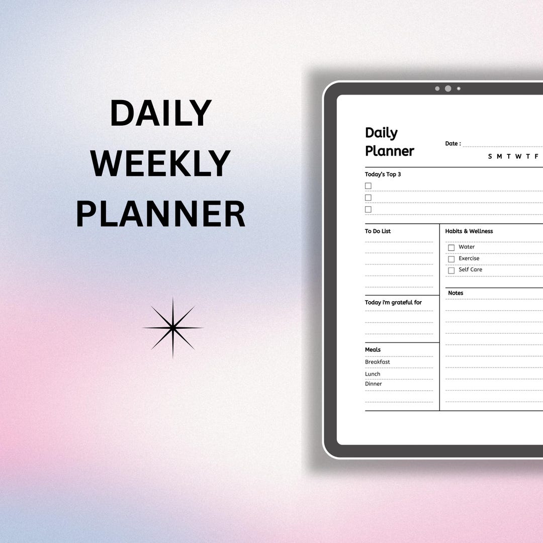 Minimalist Daily Weekly Planner Template Printable Schedule, To-do List ...
