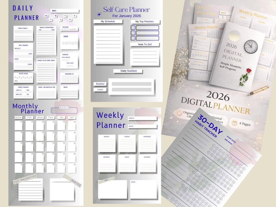 2026 Printable Digital Planner Daily Weekly Monthly Printable Bundle ...