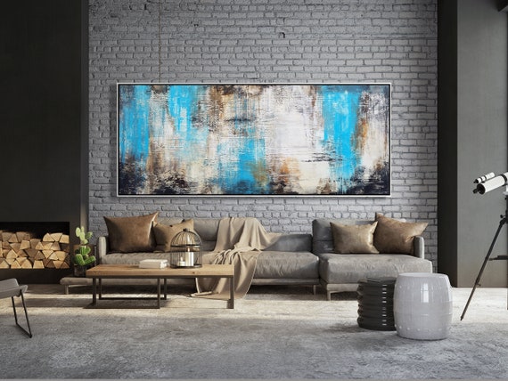 Large Horizontal Wall Art Sky Blue Extra Large Canvas Art,Oversized