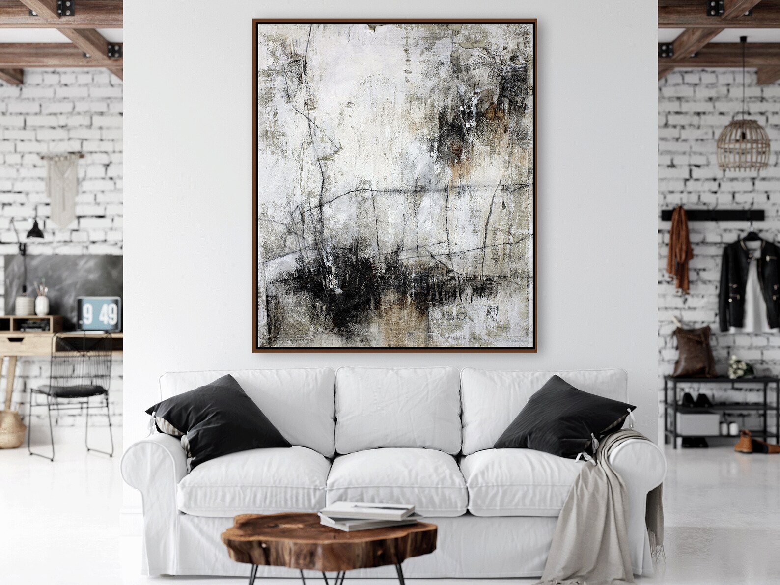 Extra Large Neutral Abstract Wall Art Textured Canvas Art | Etsy