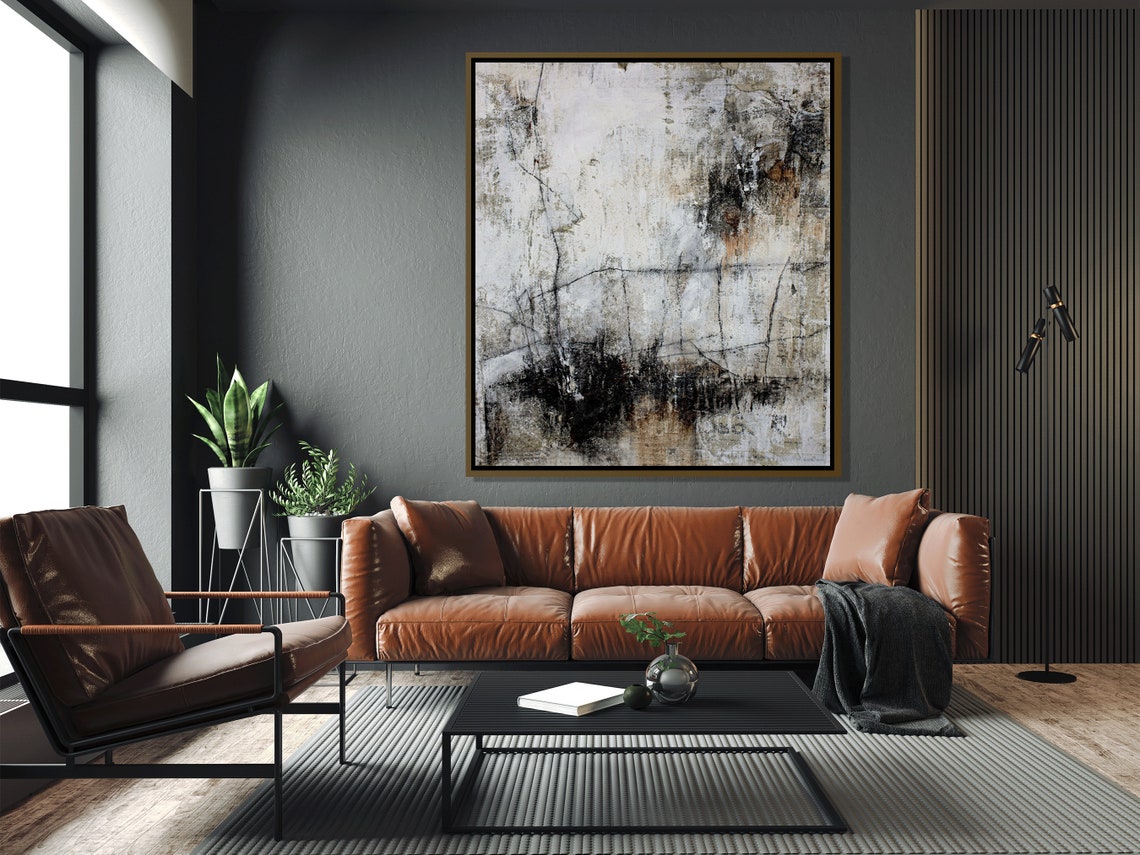 Extra Large Neutral Abstract Wall Art Textured Canvas Art | Etsy