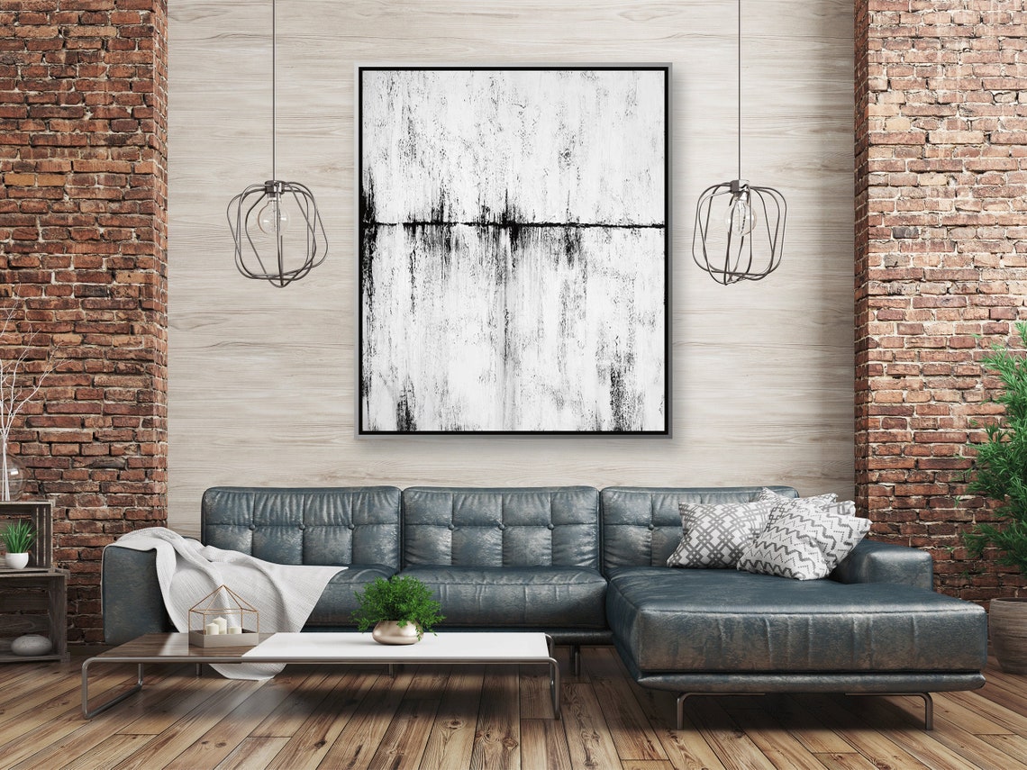 Large Black and White Wall Art Textured Art Large Canvas - Etsy