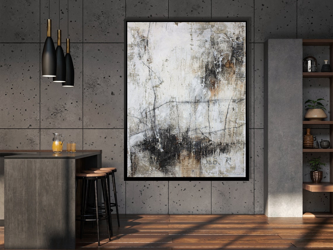 Extra Large Neutral Abstract Wall Art Textured Canvas Art | Etsy