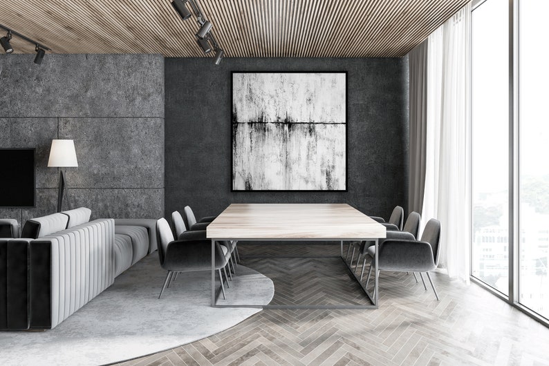 Large Black and White Wall Art Textured Art Large Canvas - Etsy