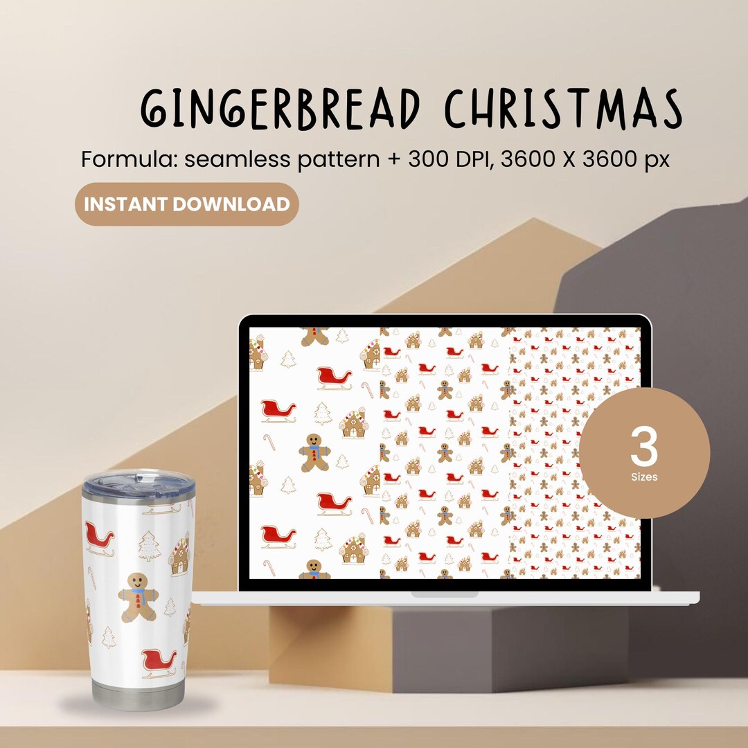 Gingerbread Christmas Seamless Pattern | Holiday Digital Paper (digital ...