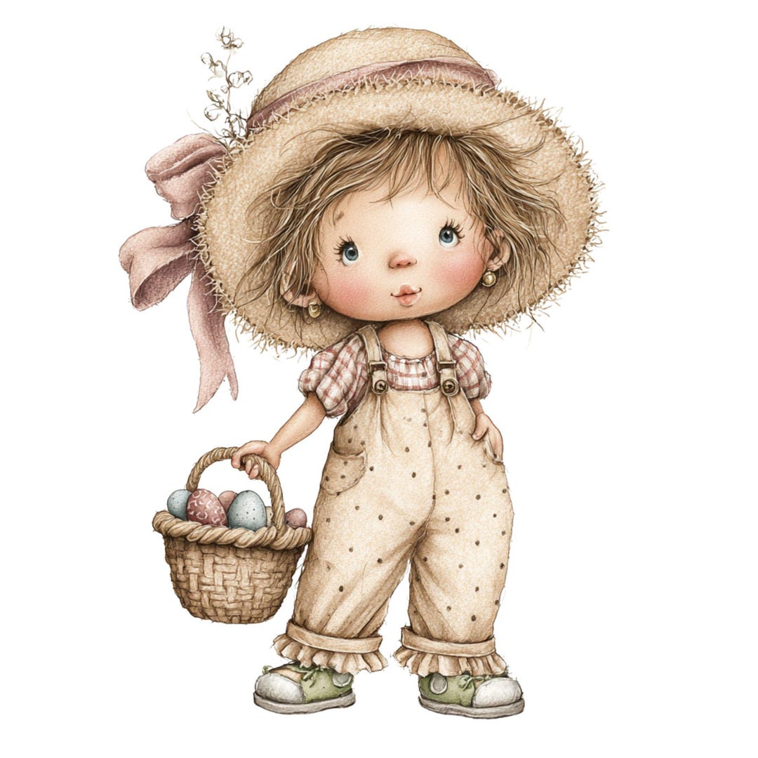 Easter Baby Girls Clipart – 15 PNG Watercolor Bunny & Egg Bundle ...
