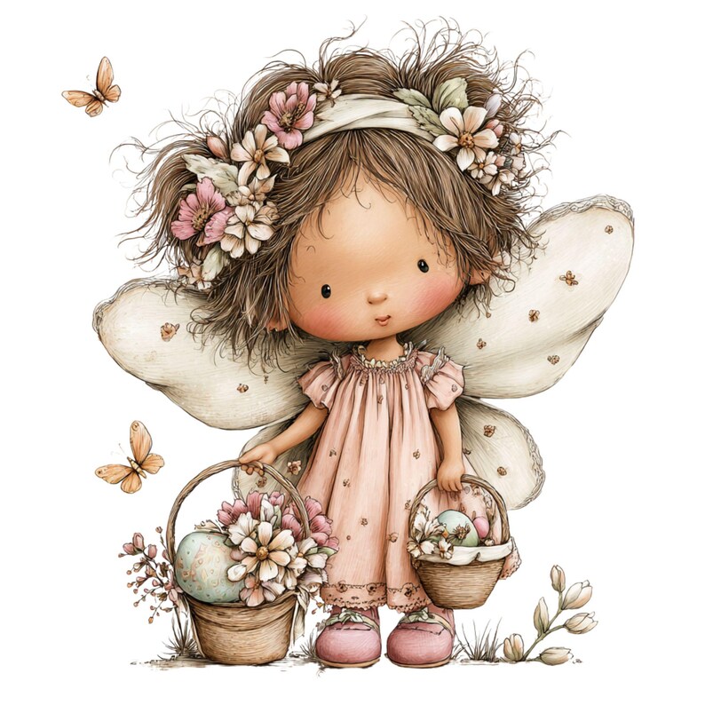 Easter Baby Girls Clipart Bundle, Watercolor Baby Girls With Eggs and ...