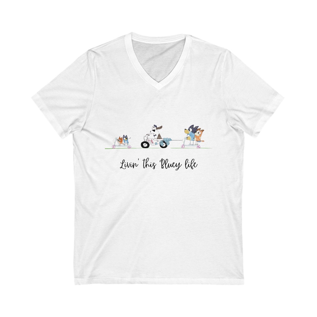 Chase Doodle Jerry Lee Bluey Escape Short Sleeve V-neck Tee Bluey ...