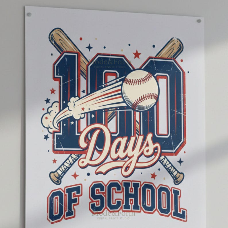 100 Days of School Baseball PNG – Sports Theme 100th Day of School ...