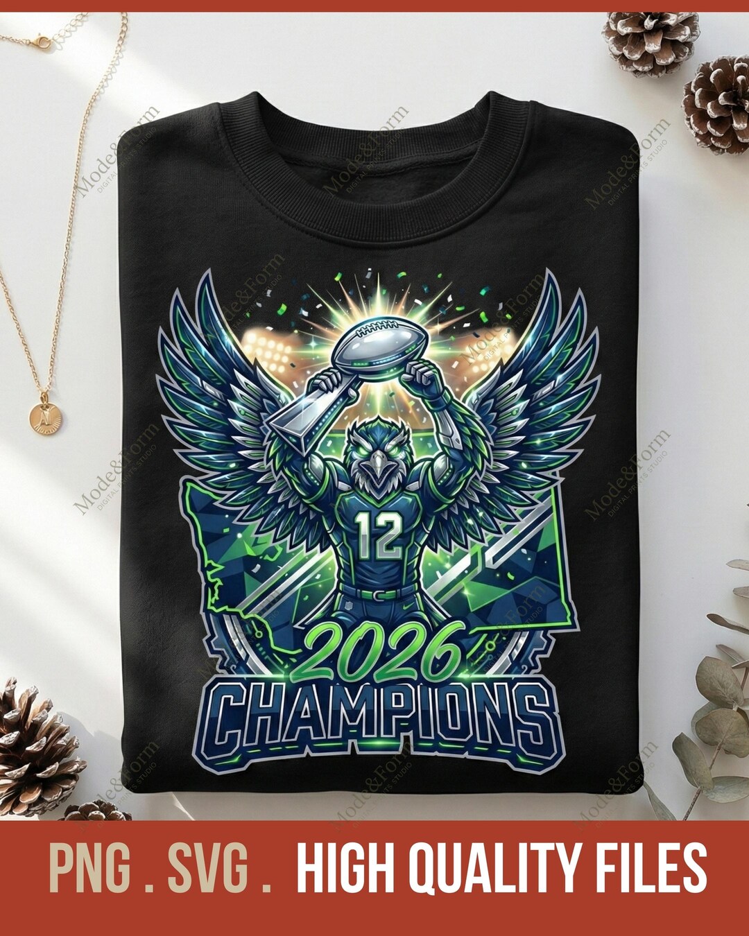 Seattle Football 2026 SVG PNG, Rain City Gameday Victory Design, Hawk ...
