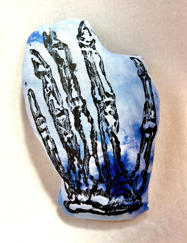 Anatomical Skeleton Hand Plushie Block Printed, Ice Dye Skeletal Bones ...