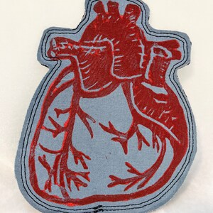 Anatomical Heart Patch Block Printed Iron or Sew, Wear Your Heart on ...