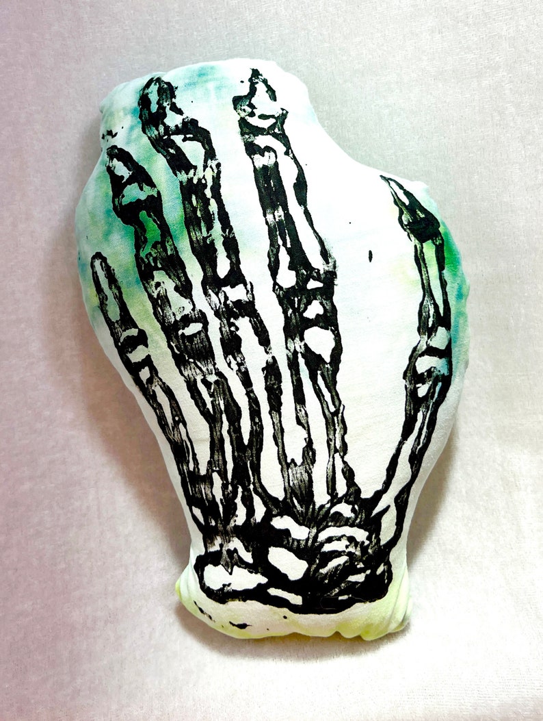 Anatomical Skeleton Hand Plushie Block Printed, Ice Dye Skeletal Bones ...