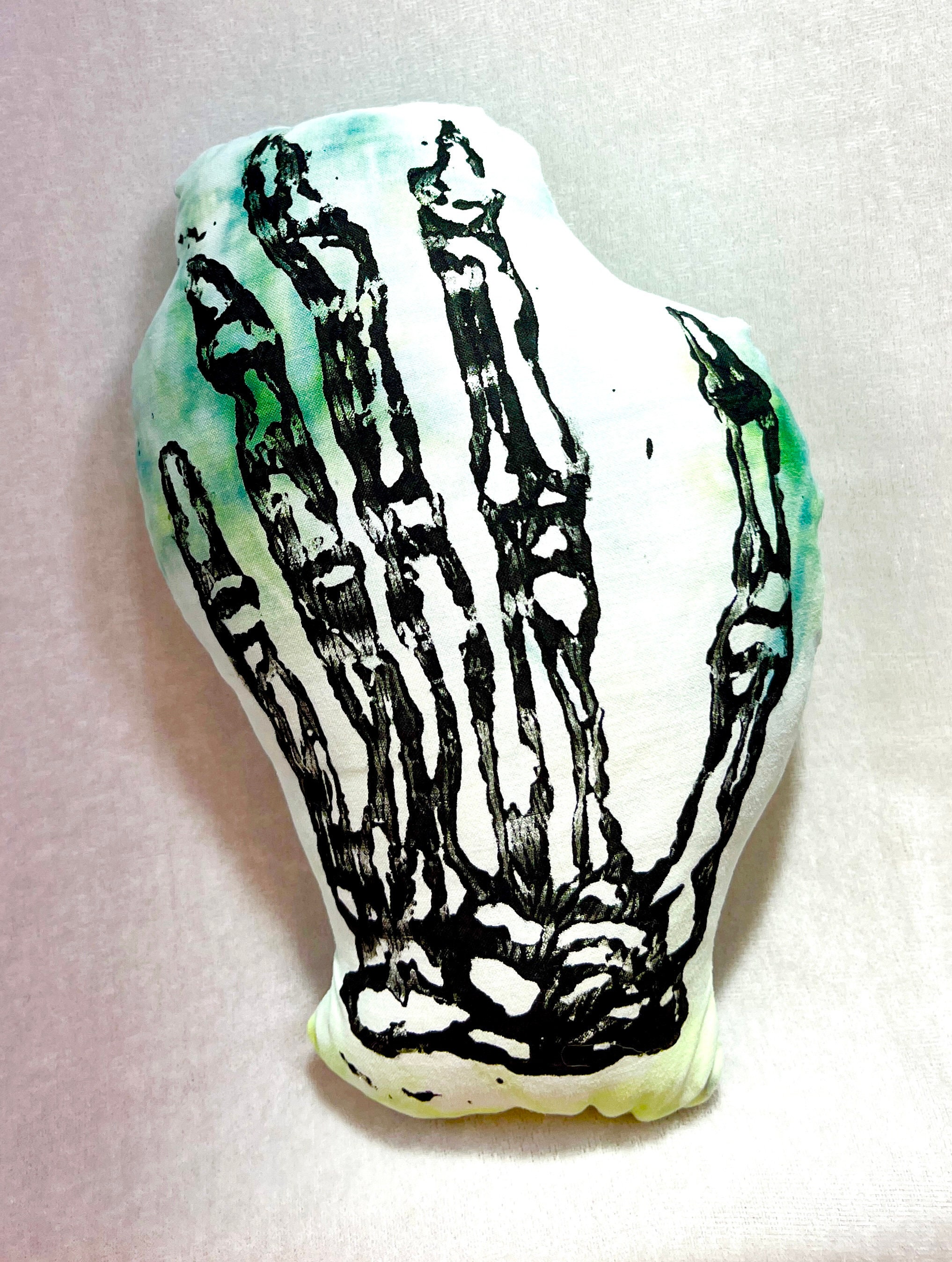 Anatomical Skeleton Hand Plushie Block Printed, Ice Dye Skeletal Bones ...