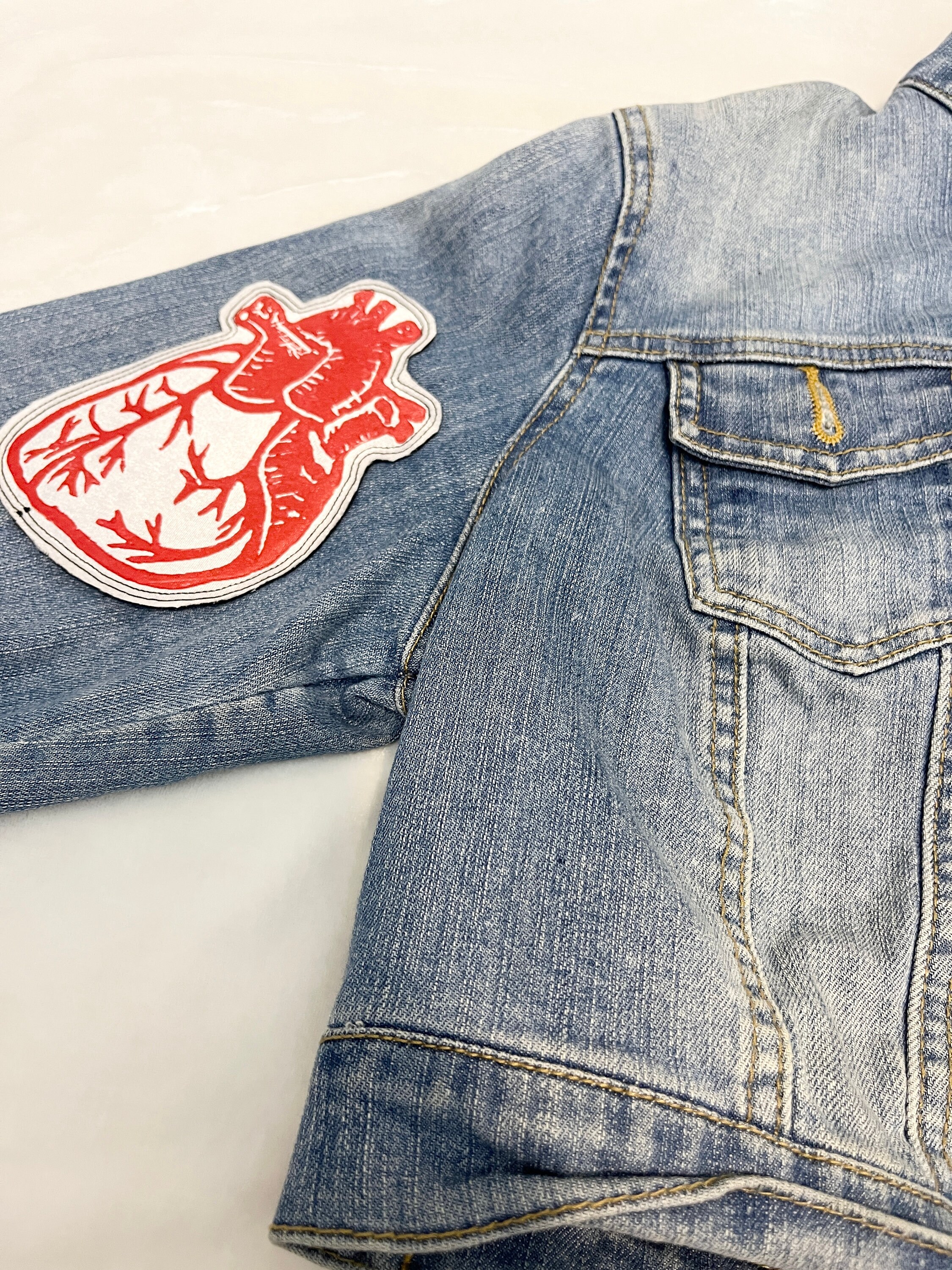 Anatomical Heart Patch Block Printed Iron or Sew, Wear Your Heart on ...