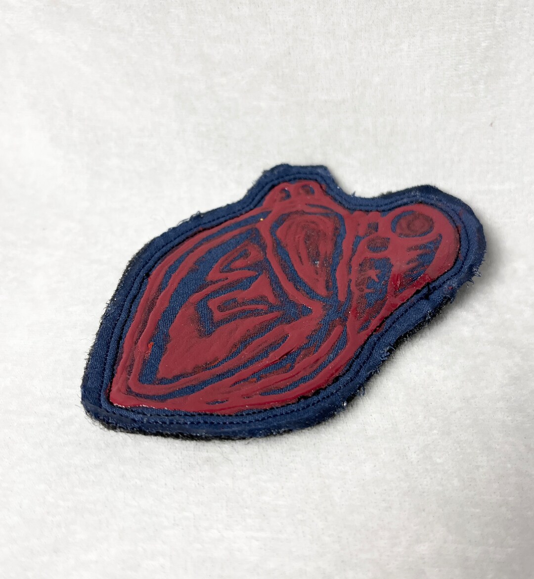 Anatomical Heart on Your Sleeve Patch Block Printed Iron or Sew, Medium ...