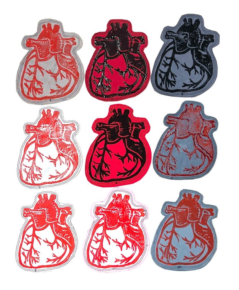 Anatomical Heart Patch Block Printed Iron or Sew, Wear Your Heart on ...