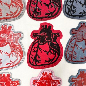 Anatomical Heart Patch Block Printed Iron or Sew, Wear Your Heart on ...