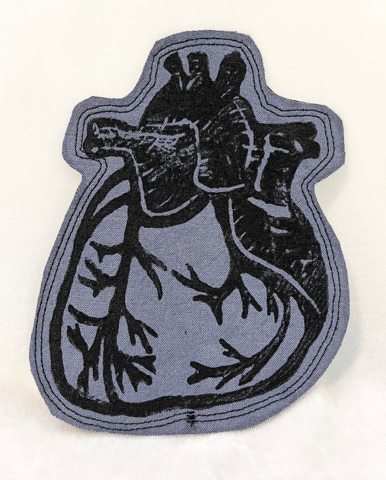 Anatomical Heart Patch Block Printed Iron or Sew, Wear Your Heart on ...