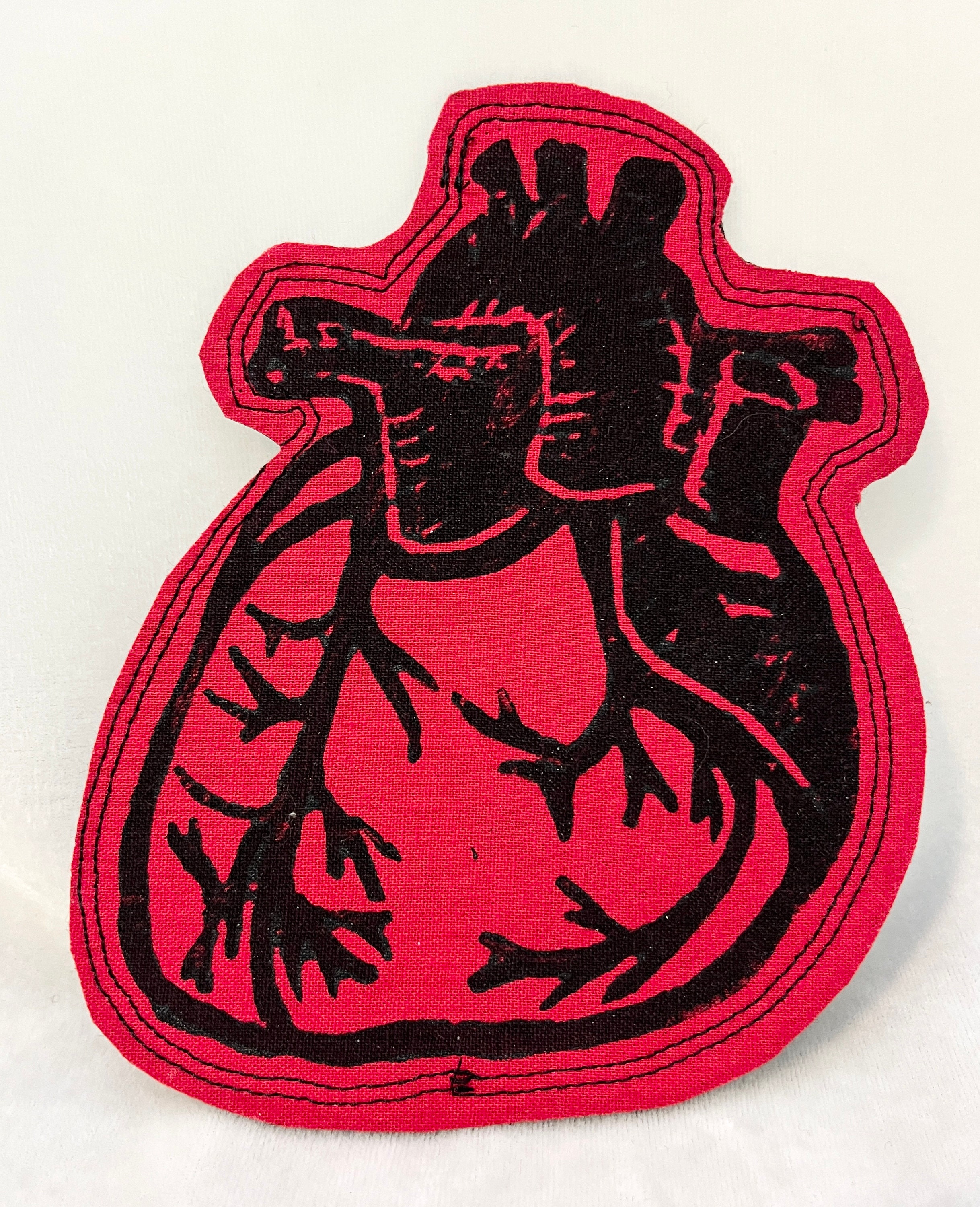 Anatomical Heart Patch Block Printed Iron or Sew, Wear Your Heart on ...