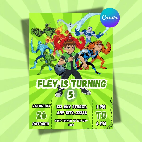 Ben10 Invitation - Etsy