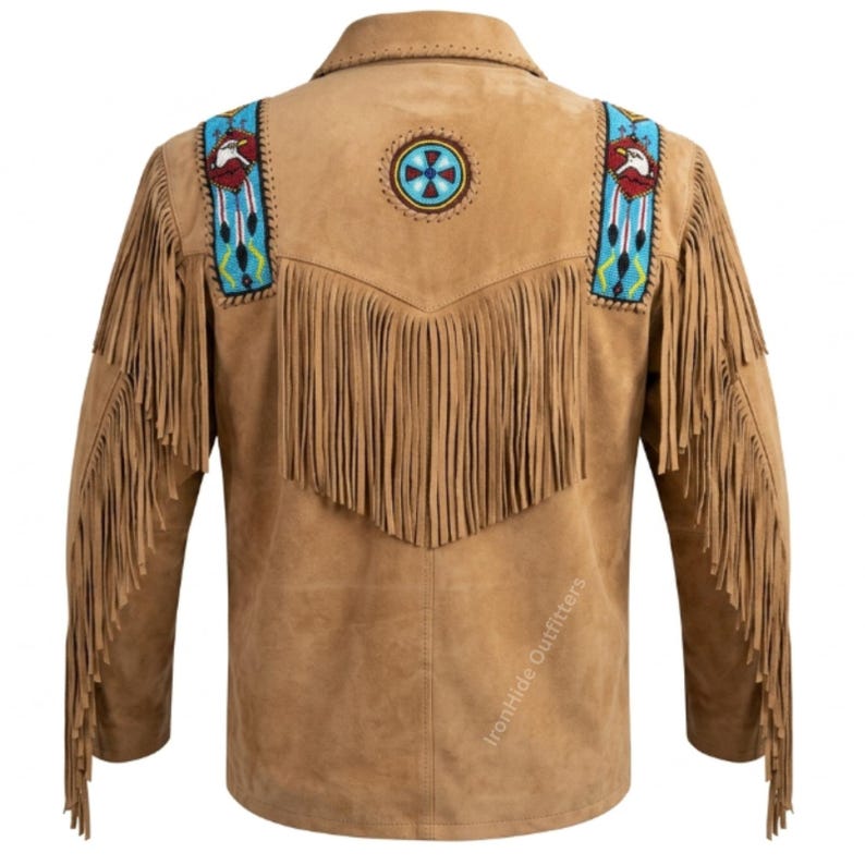 Mens Suede Fringe Leather Jacket, Vintage Handmade Beaded Western ...