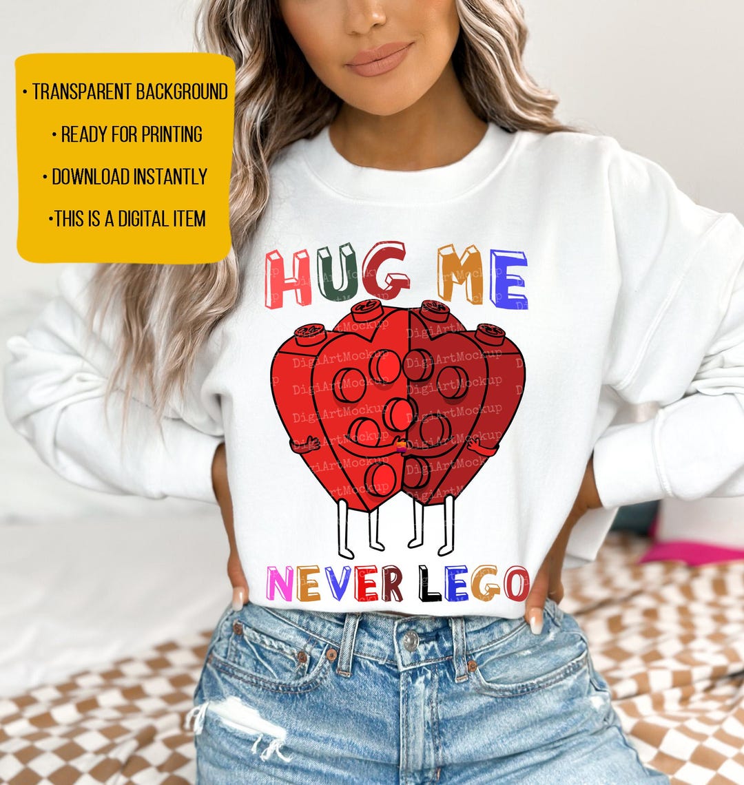 Hug Me Never Heart Lego PNG, Valentine's Day SVG, Hug Me Cute Lego ...