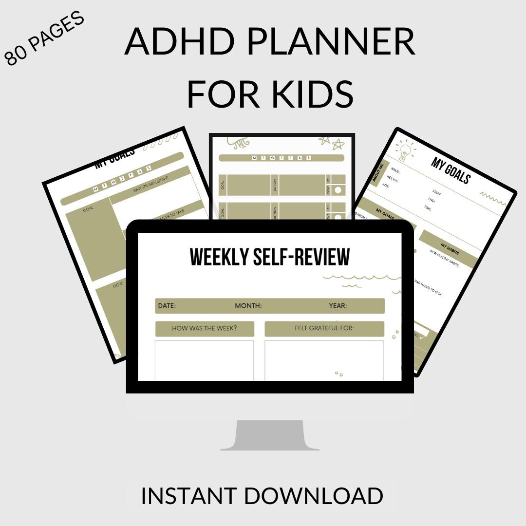 ADHD Planner for Kids Printable | Daily Routine & Focus Planner ...