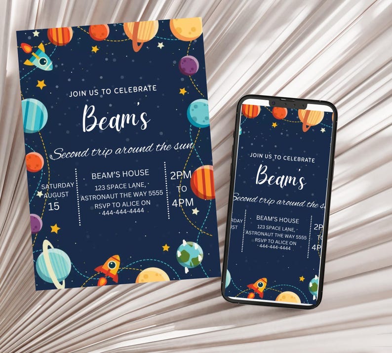 Space Birthday Invitation | Editable Galaxy Party Invite (digital ...