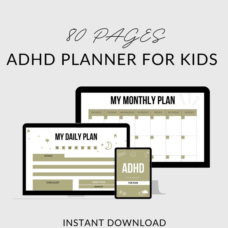 ADHD Planner for Kids Printable | Daily Routine & Focus Planner ...