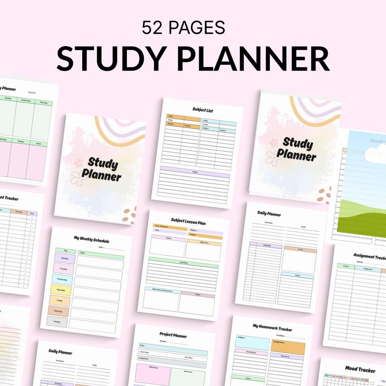 Study Planner Printable | Student Daily Weekly Planner PDF - Etsy