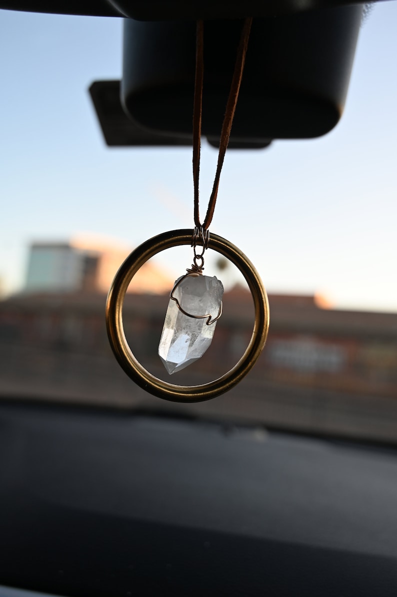 Crystal Rear View Mirror Charm Raw Clear Quartz Car Charm - Etsy