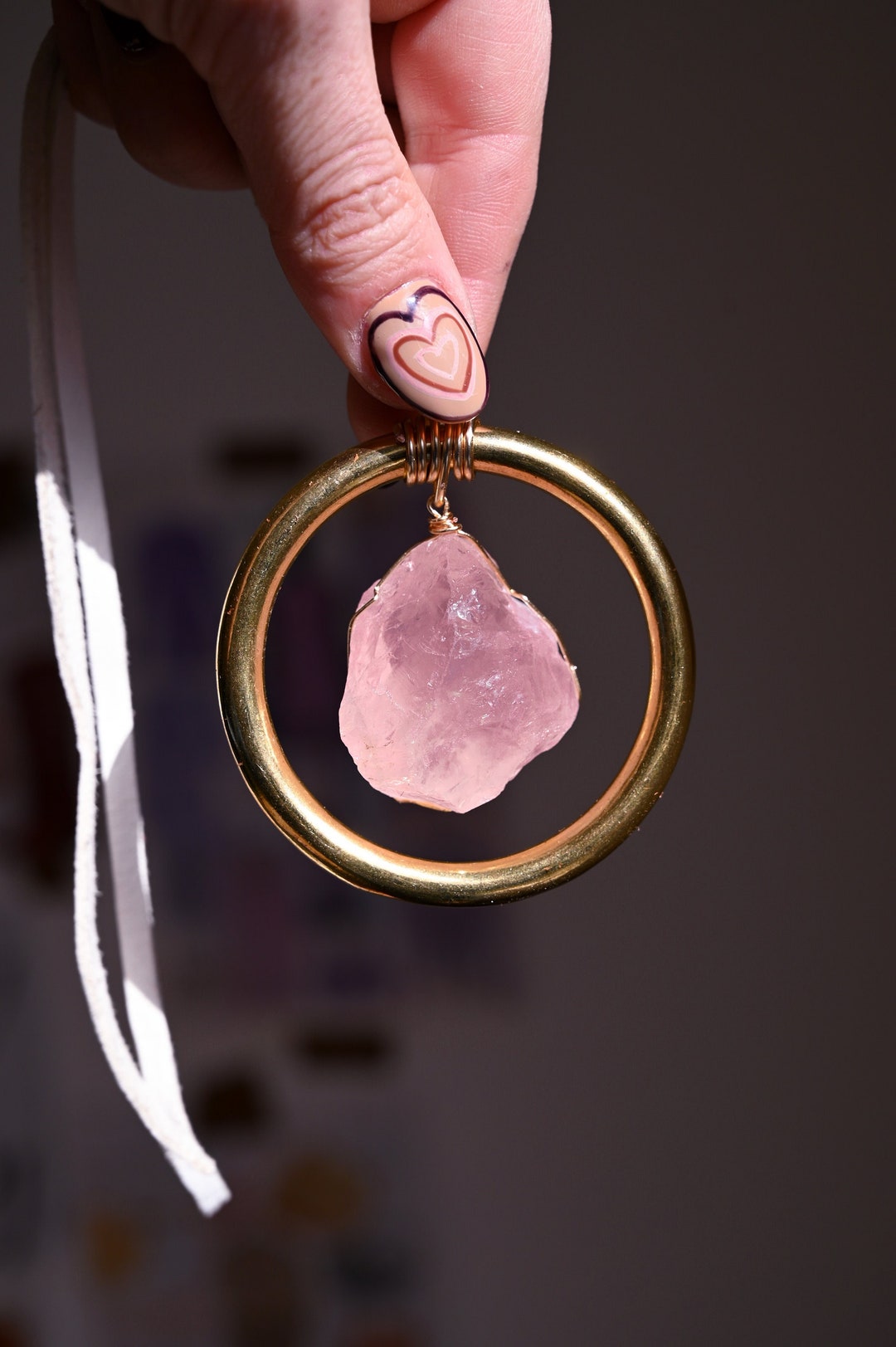 Rose Quartz Car Accessories Rear View Mirror Charm - Car Charm ...
