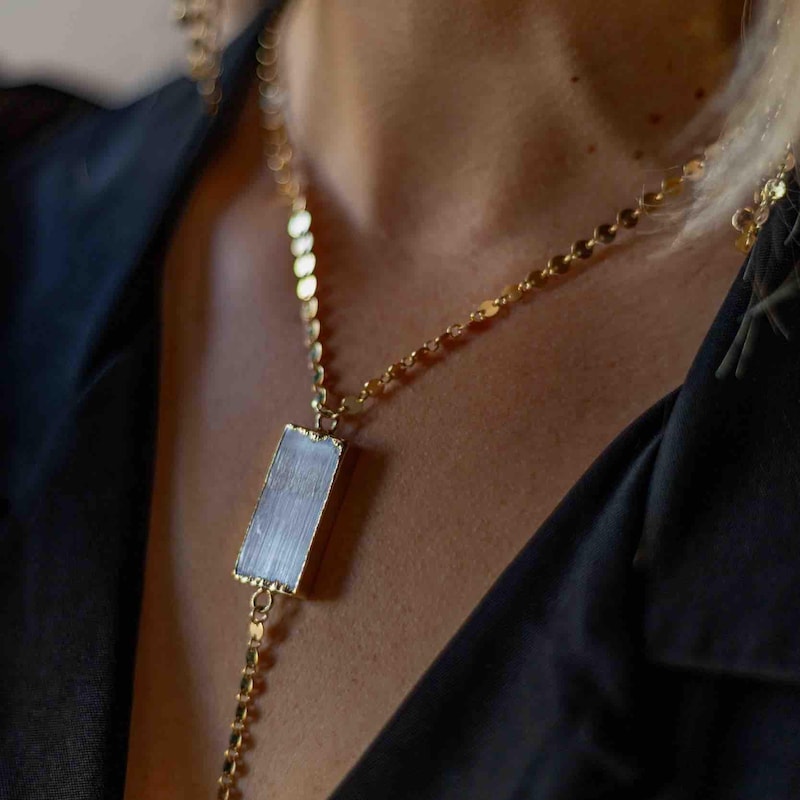 Selenite Necklace - Etsy