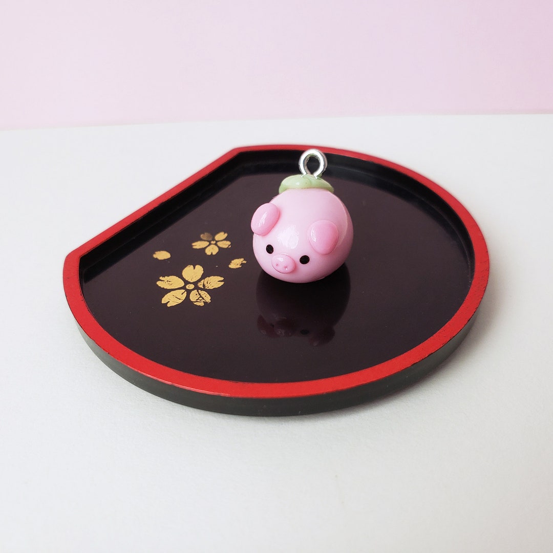 Sakura Mochi Pig Keychain - Etsy