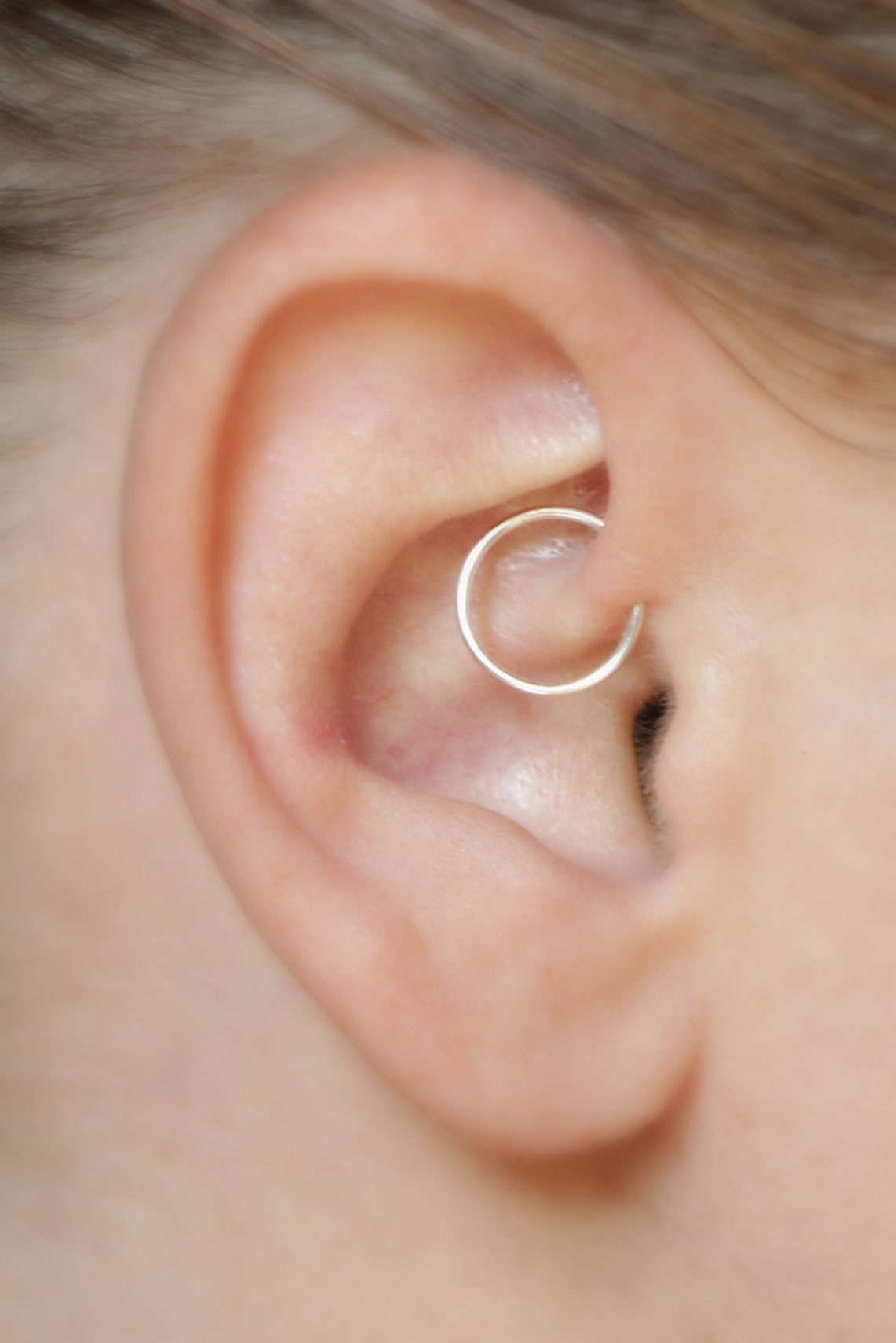 Fake Daith Piercing: 925 Sterling Silver Ear Cuff, 3 Hoop Sizes, Dainty ...