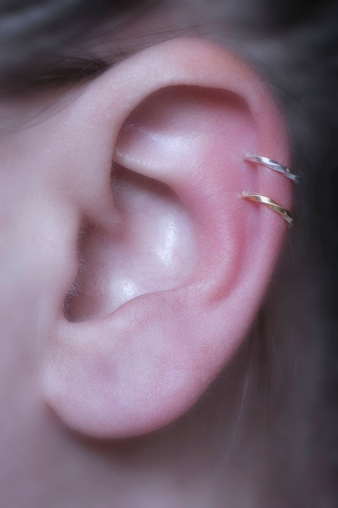 Fake Piercings, Twisted Ear Cuff Set, Fake Helix Cartilage Hoop (no ...