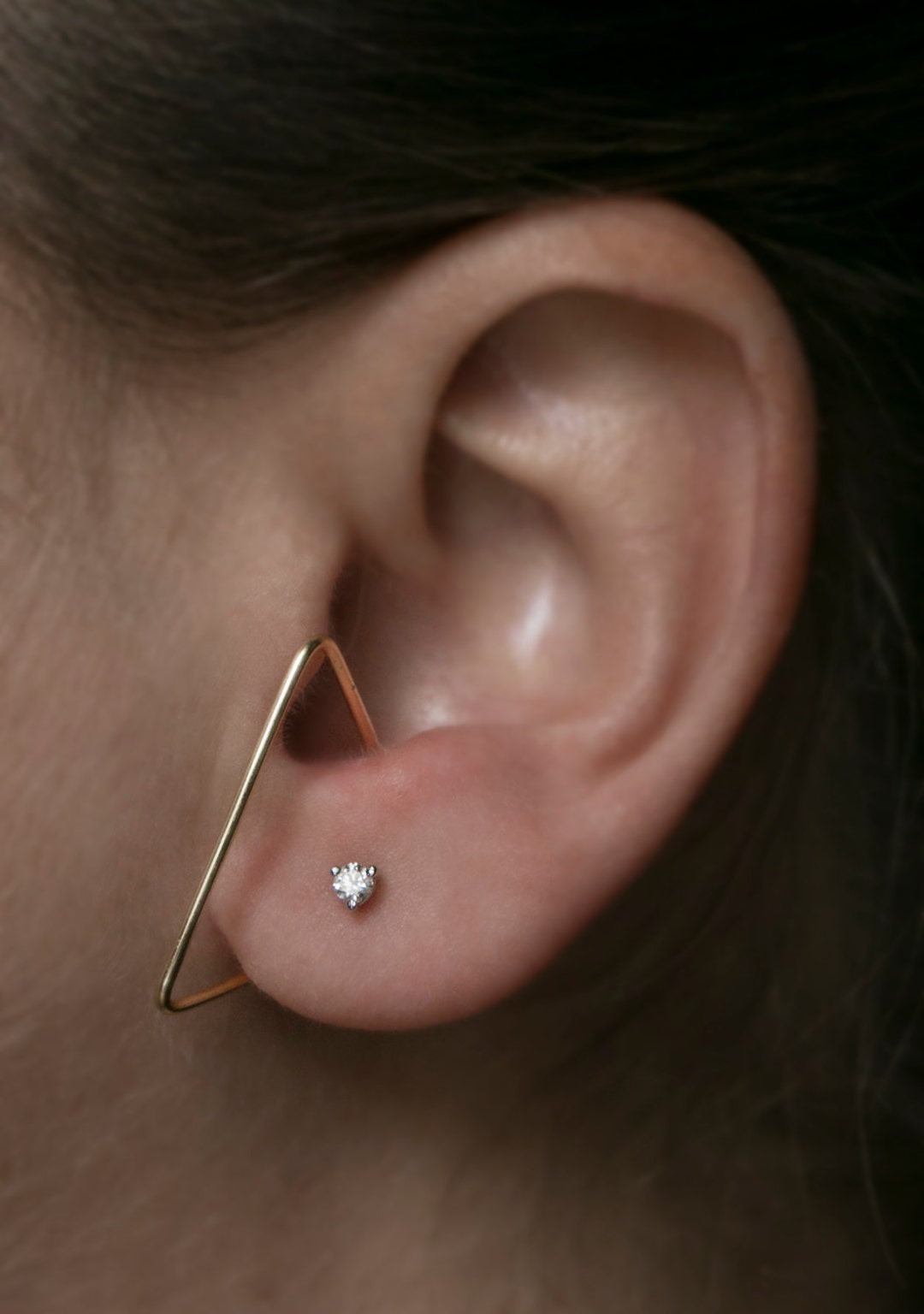 Triangle Earrings, NO PIERCING REQUIRED Delta Lobe Cuff, Gold, 18 Gauge ...