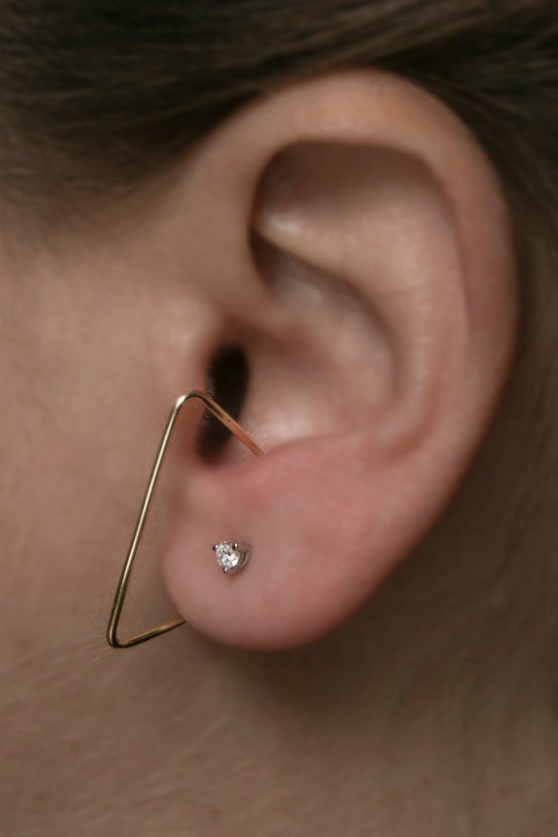 Triangle Earrings NO PIERCING REQUIRED Delta Lobe Cuff Gold - Etsy UK