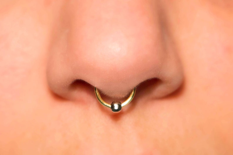 Fake Septum Ring gold With 1 Ball 18 Gauge Septum Cuff NO - Etsy